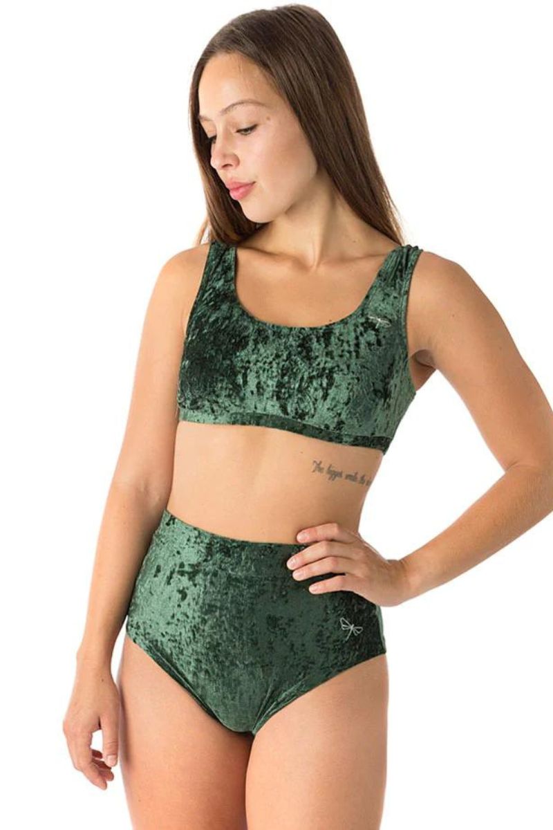 Dragonfly Lola High-Waisted Shorts - Velvet Emerald · Pole Junkie