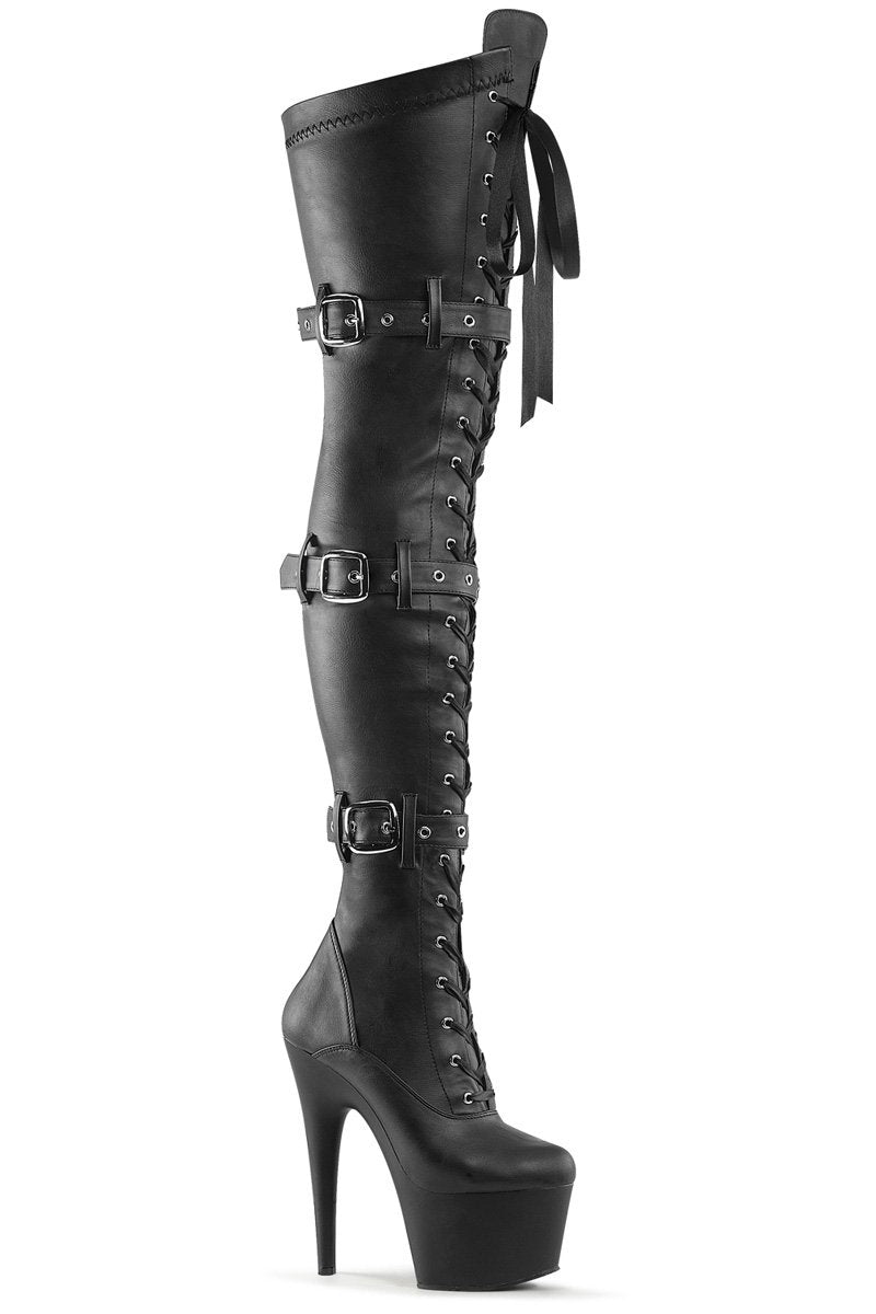 Pleaser USA Adore-3028 7inch Thigh High Boots - Matte Black – Pole Junkie